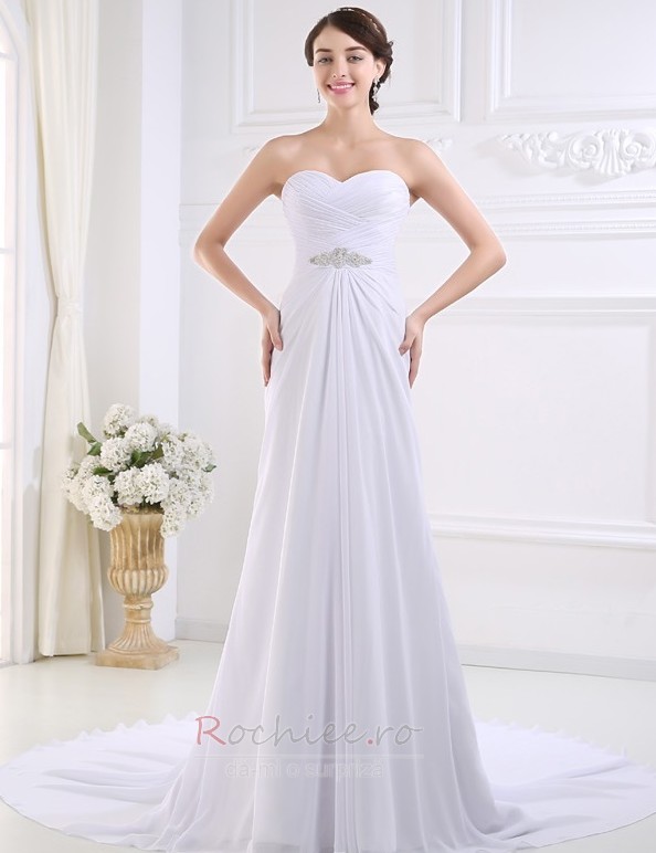 Rochie de mireasa Fără curele Corsetul plisate Nu înapoi În aer liber ...