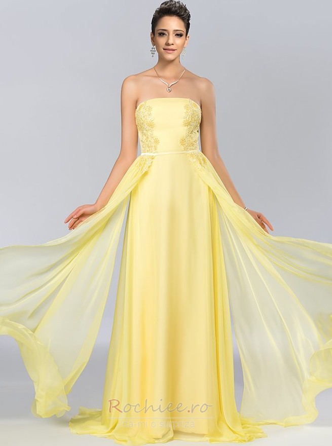 Rochie de bal Fără curele Talie naturale Şifon Toamnă Cutat Fără mâneci ...