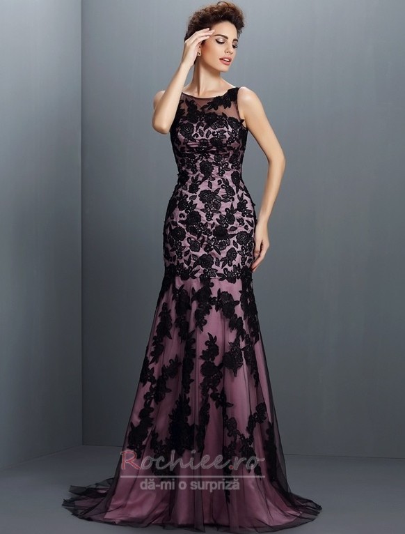 Rochie de bal Talie naturale Gaura cheii înapoi Mătura Epocă - rochiee.ro