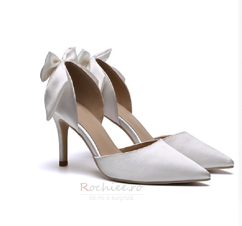 Pantofi albi de mireasa pantofi de mireasa din satin tocuri inalte ...